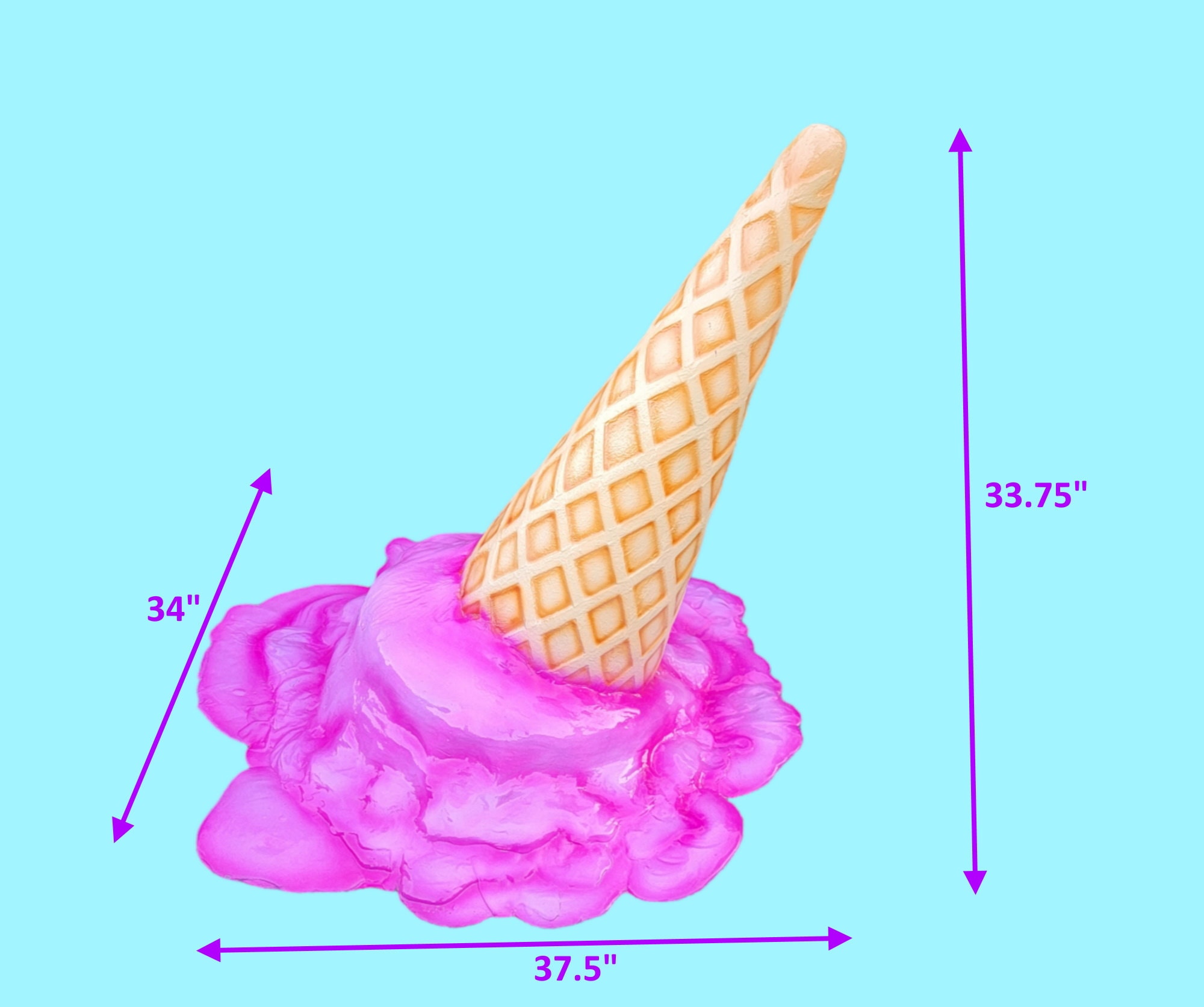 33.75″ H Melting Ice Cream Cone Upside Down Pink - Etsy