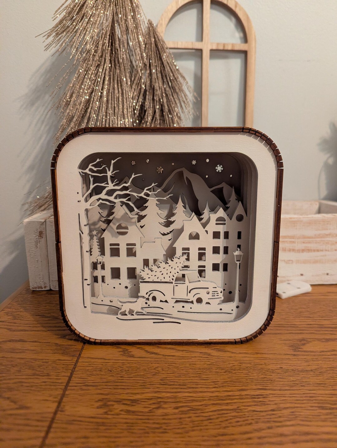 3d Winter City Scene Lightbox - Etsy