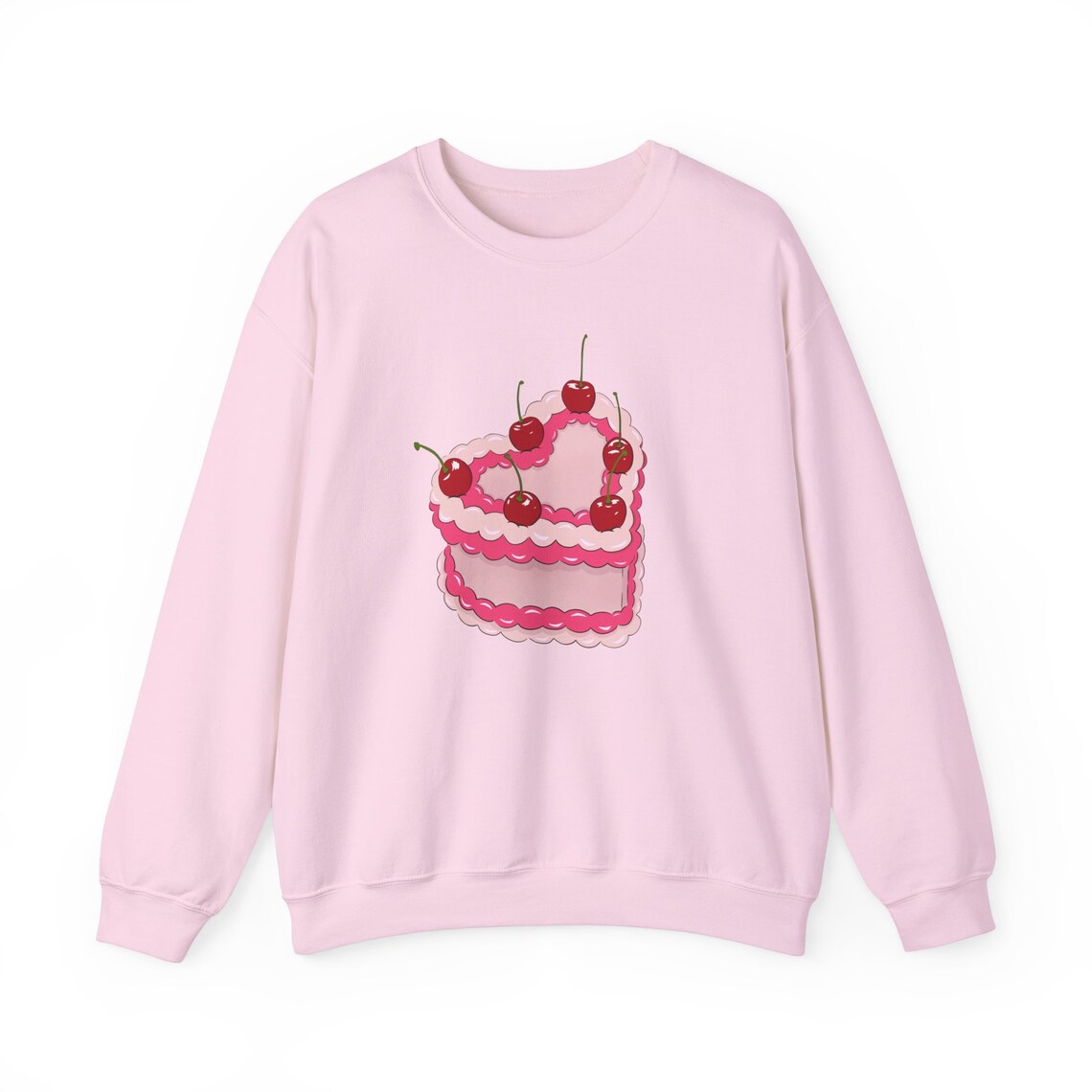 Pink Heart Cake Valentine Sweatshirt, Cute Vintage Style Pink Heart ...