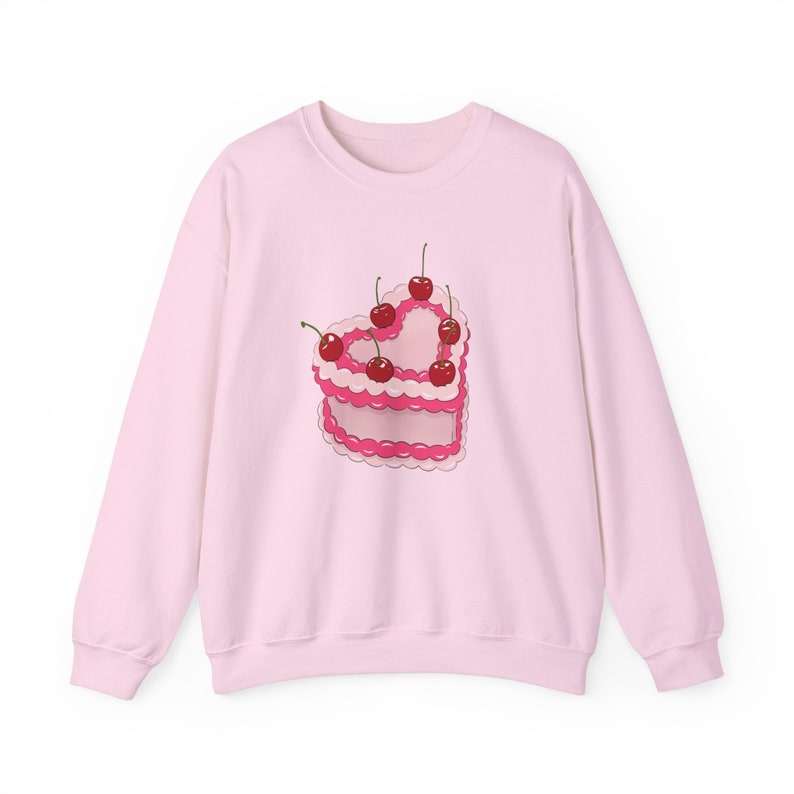 Pink Heart Cake Valentine Sweatshirt, Cute Vintage Style Pink Heart Cake, Valentine's Day Heart ...