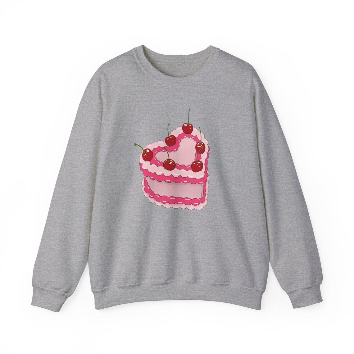 Pink Heart Cake Valentine Sweatshirt, Cute Vintage Style Pink Heart ...