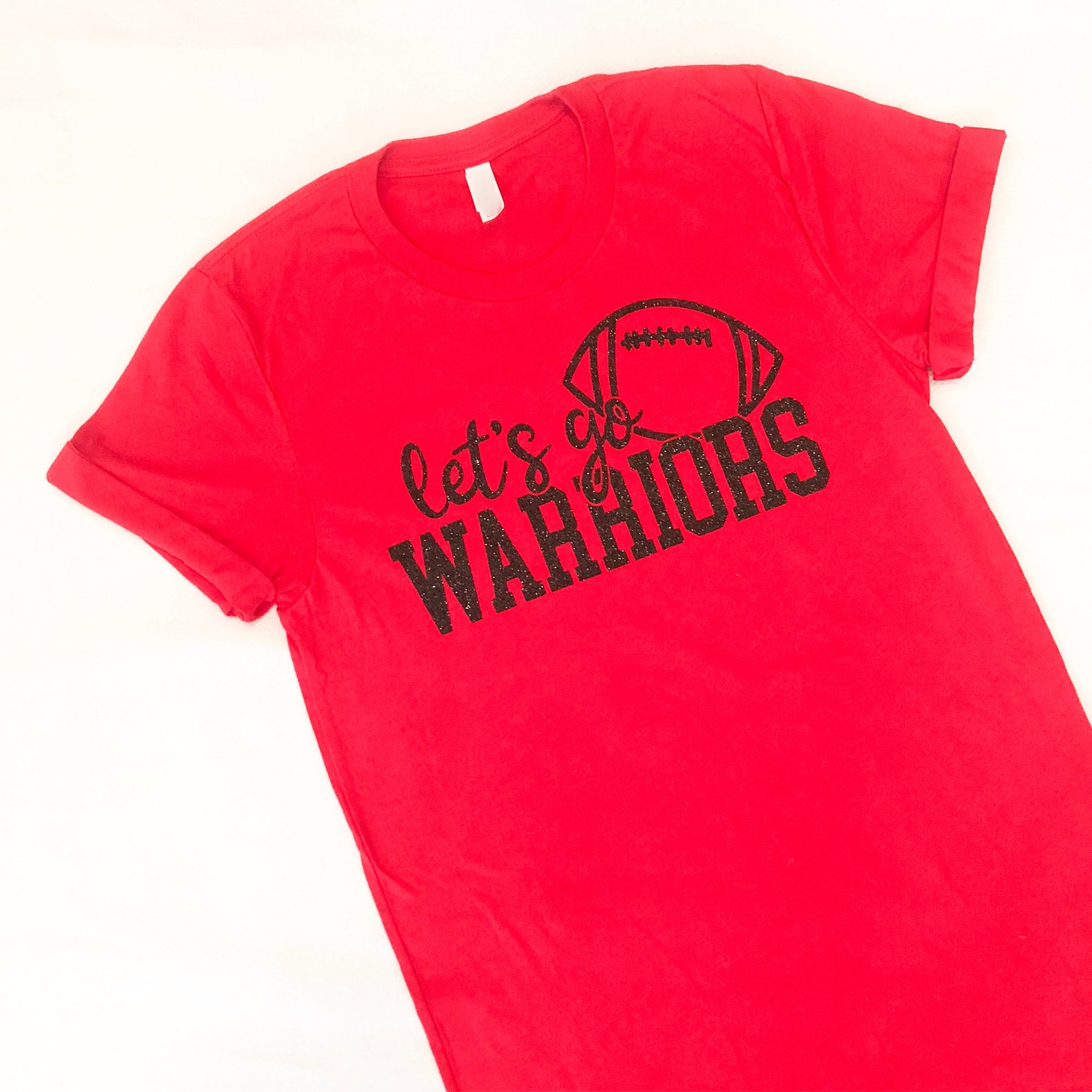 Let's Go Warriors-red and Black Football Tee - Etsy