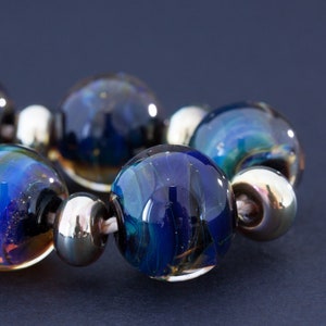 Lampwork Focal Bead Set 7 Pcs Spacers, Nebula Glass Bead for Jewelry ...
