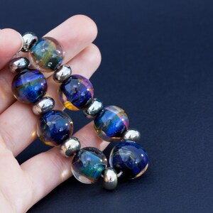 Lampwork Focal Bead Set 7 Pcs Spacers, Nebula Glass Bead for Jewelry ...