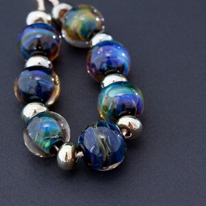 Lampwork Focal Bead Set 7 Pcs Spacers, Nebula Glass Bead for Jewelry ...