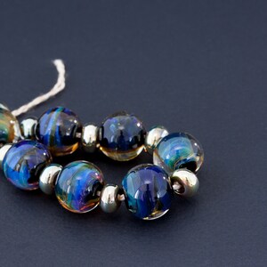 Lampwork Focal Bead Set 7 Pcs Spacers, Nebula Glass Bead for Jewelry ...