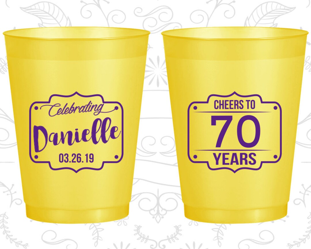 70th Birthday Frosted Cups, Cheers to 70 Years, Cheers to Seventy Years ...