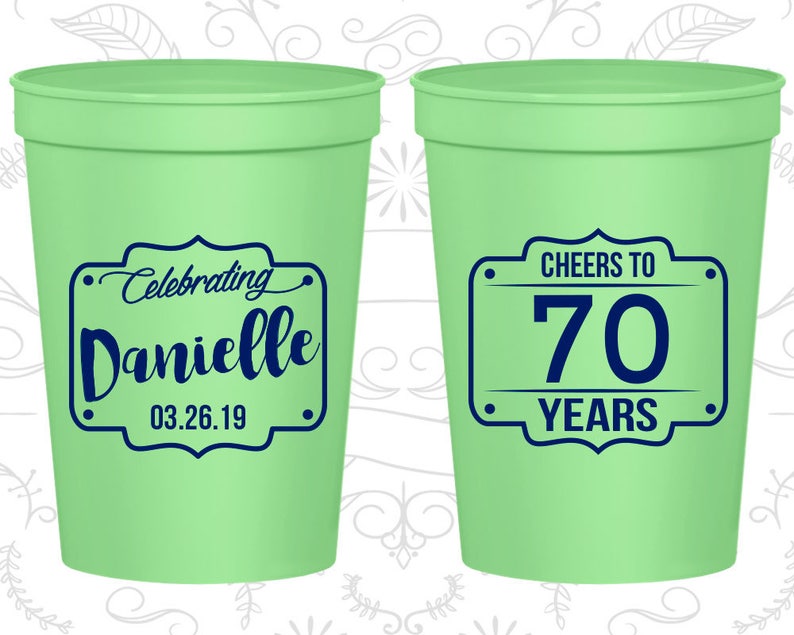 70th Birthday Cups Custom Party Cup Favors Cheers to 70 | Etsy