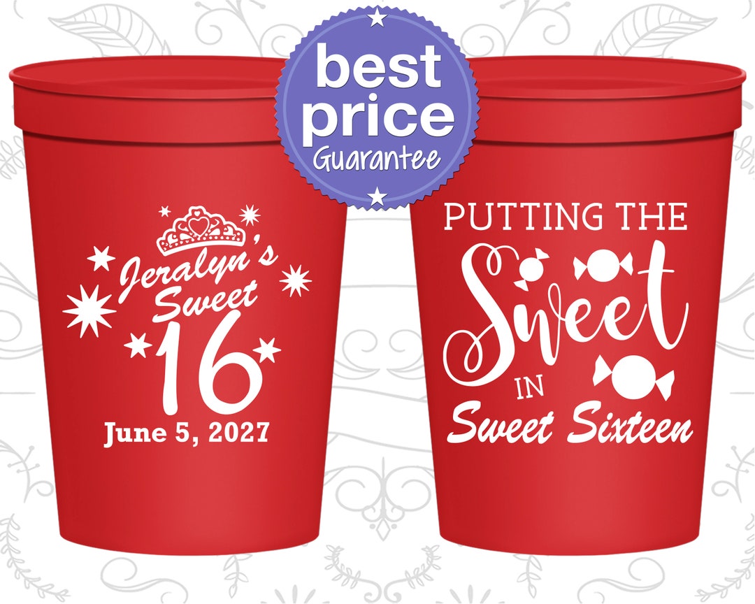 16th Party Favor Cups, Sweet 16 Party, Sweet Sixteen, Party Favor Cups ...