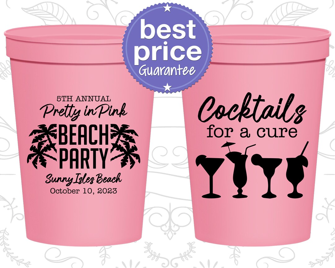 Breast Cancer Plastic Cups, Breast Cancer Awareness Party Favors ...