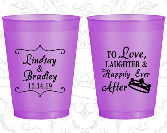 Love Laughter Wedding, Wedding Favor Shatterproof Cups, Crown, Blue ...