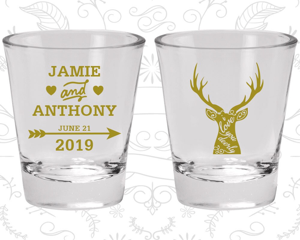I Love you Deerly Shot Glasses Custom Glassware Deer Antler | Etsy