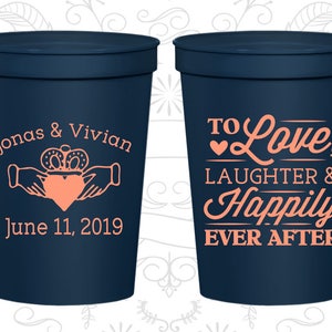 Love Laughter Cups, Printed Wedding Cups, Irish Wedding Cups, Claddagh ...