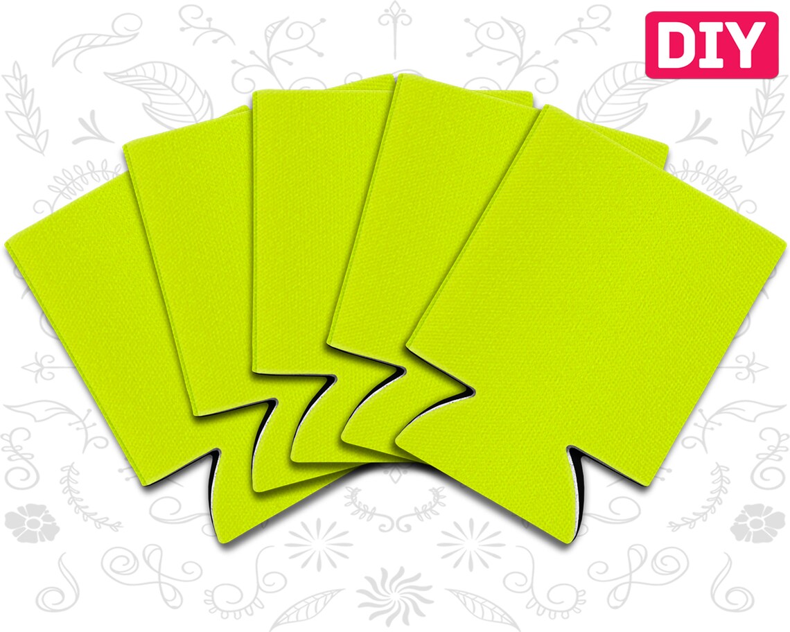 100 Pack - Blank Can Coolers Neon Yellow Blank Coolers Bright Yellow ...