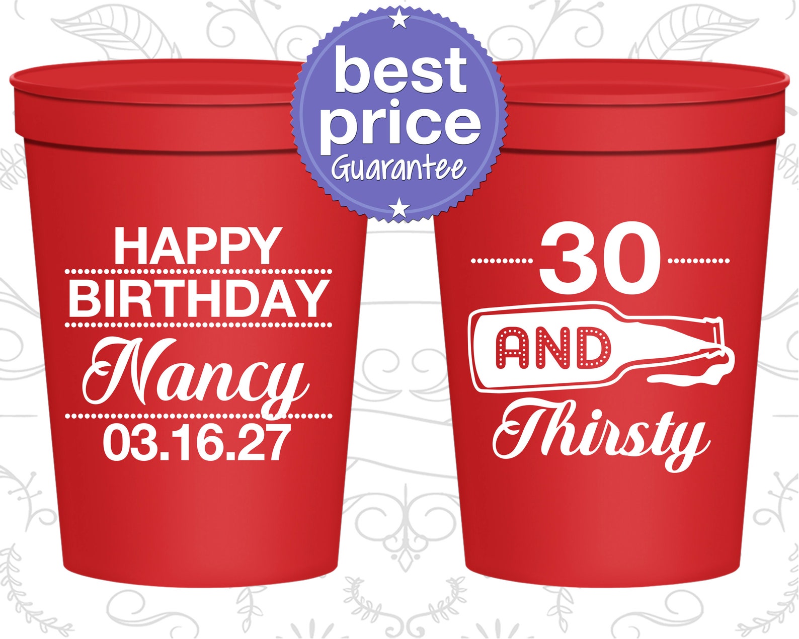 30th Birthday Party Cups Personalized Birthday Cups Custom - Etsy