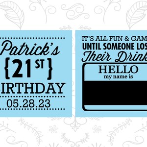 21st Birthday 21st Birthday Party Name Tags for Birthday - Etsy