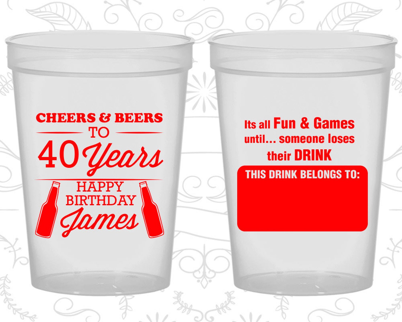 40th Birthday Party Cups Birthday Party Cups Cheers to 40 - Etsy