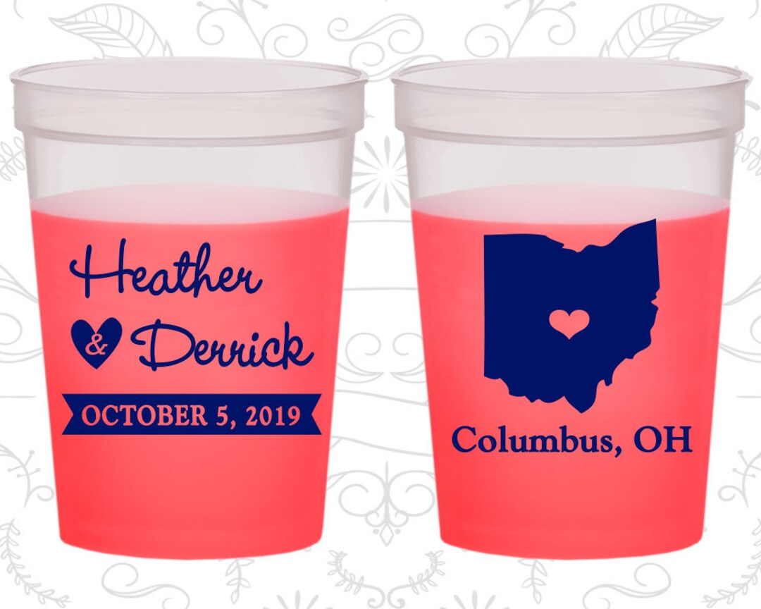 Ohio Wedding, Imprinted Plastic Mood Cups, Destination Wedding, State ...