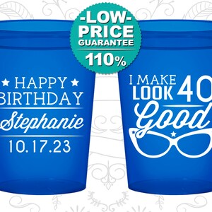 40th Birthday Party Cups Personalized Birthday Cups Custom | Etsy