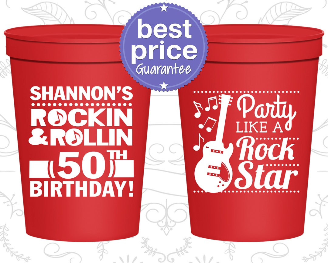 50th Party Favor Cups, Rock and Roll Birthday, Party Like a Rock Star ...