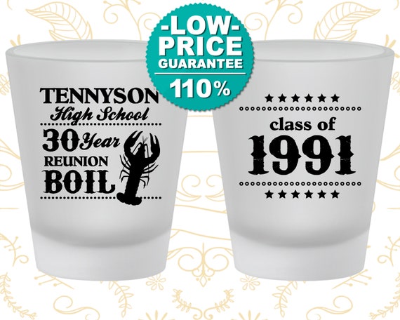 High School Reunion Shot Glasses, Class of 1991 Reunion, 30 Year ...