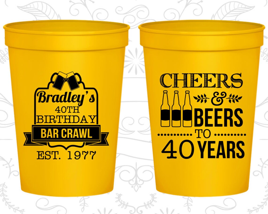 40th Birthday Cups Cheap Birthday Party Cups Cheers and - Etsy
