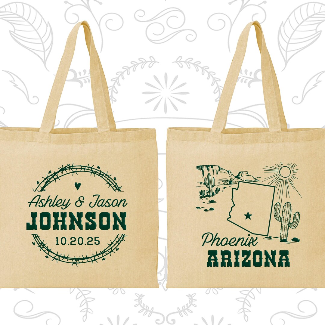 Arizona Wedding, Arizona Tote Bags, Custom Canvas Bags, Destination ...