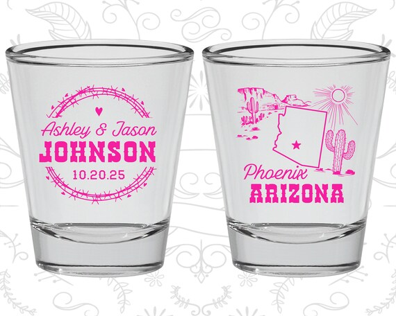 Arizona Wedding Shot Glasses, Custom Shot Glasses, Destination Wedding ...