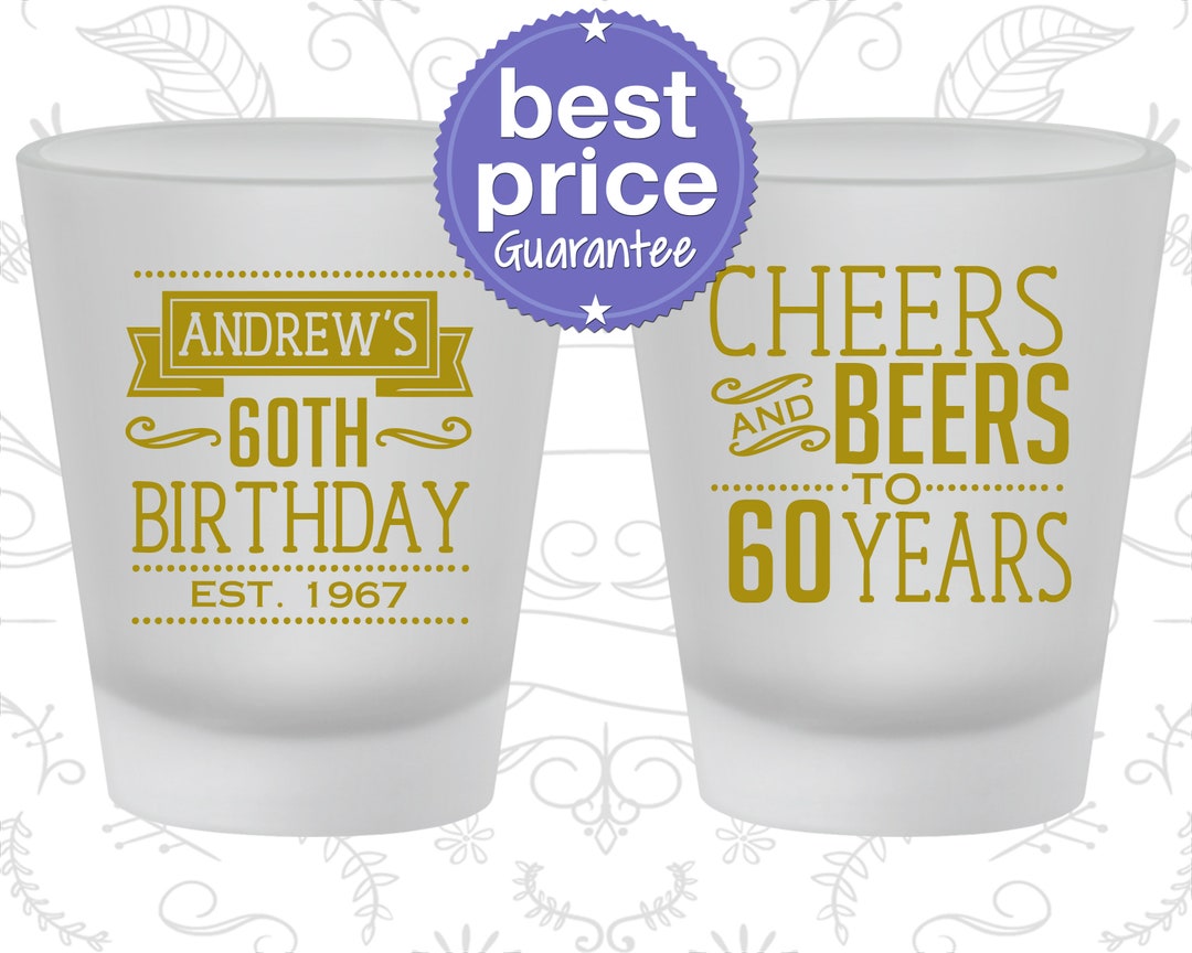 60th Birthday, Cheers to 60 Years, Cheers and Beers, Birthday Glasses ...