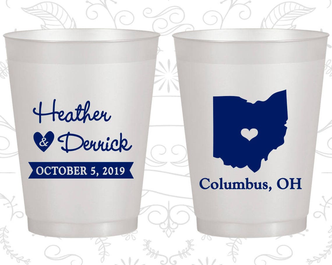 Ohio Wedding Imprinted Frosted Party Cups Destination - Etsy