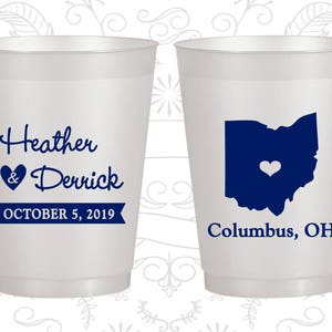 Ohio Wedding, Imprinted Frosted Party Cups, Destination Wedding, State ...
