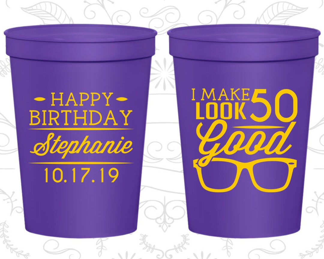 50th Birthday Party Cups, Promotional Plastic Party Cups, Happy ...