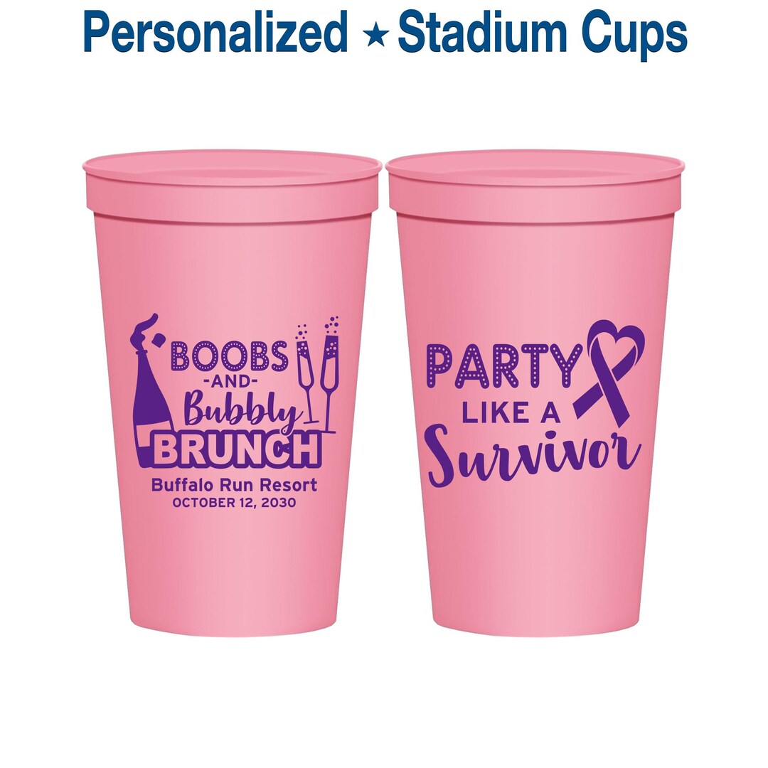 Breast Cancer Plastic Cups, Breast Cancer Awareness Party Favors ...