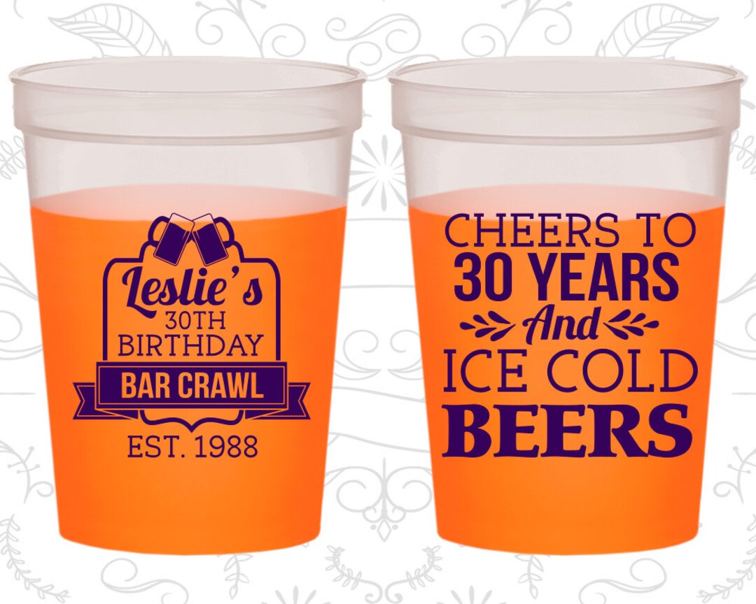 30th Birthday Mood Cups, Cheers to 30 Years, Ice Cold Beers, Birthday ...