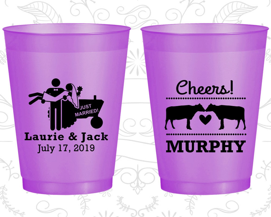 Cheers Personalized Frosted Plastic Cups Farm Wedding - Etsy