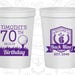70th Birthday Cups Custom Party Cup Favors Golf Birthday - Etsy