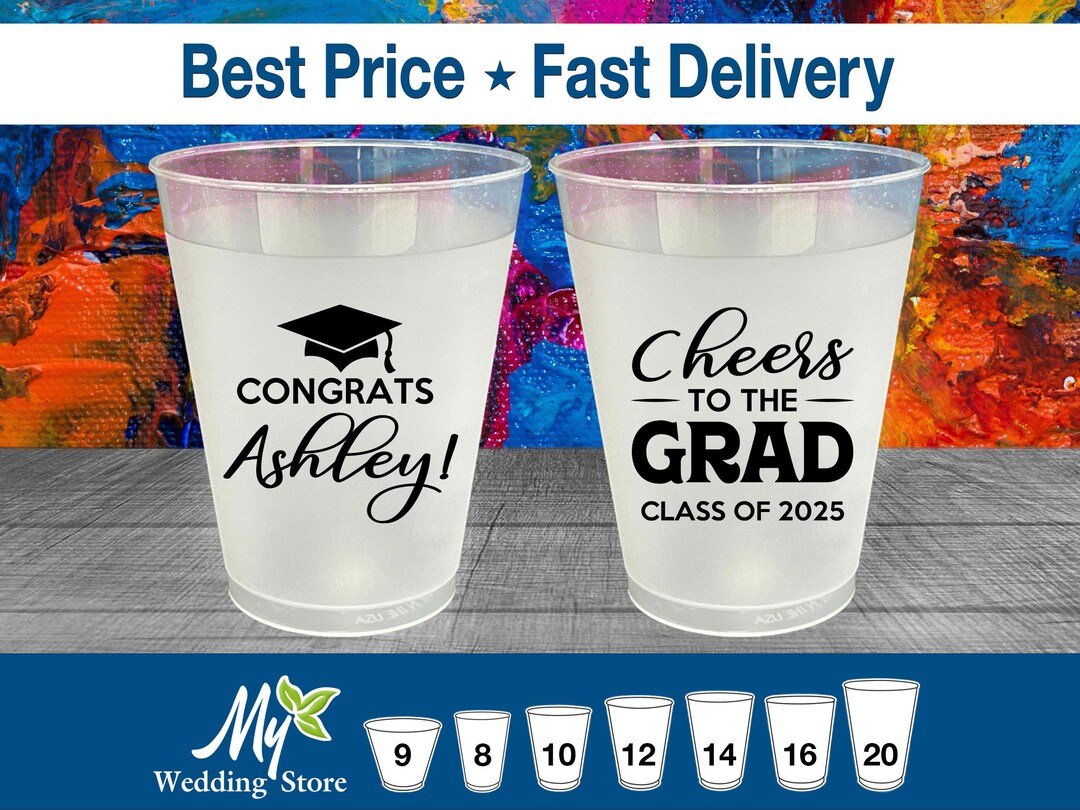Graduation Frosted Cups, Graduation Party Favors, Grad Gifts, College ...