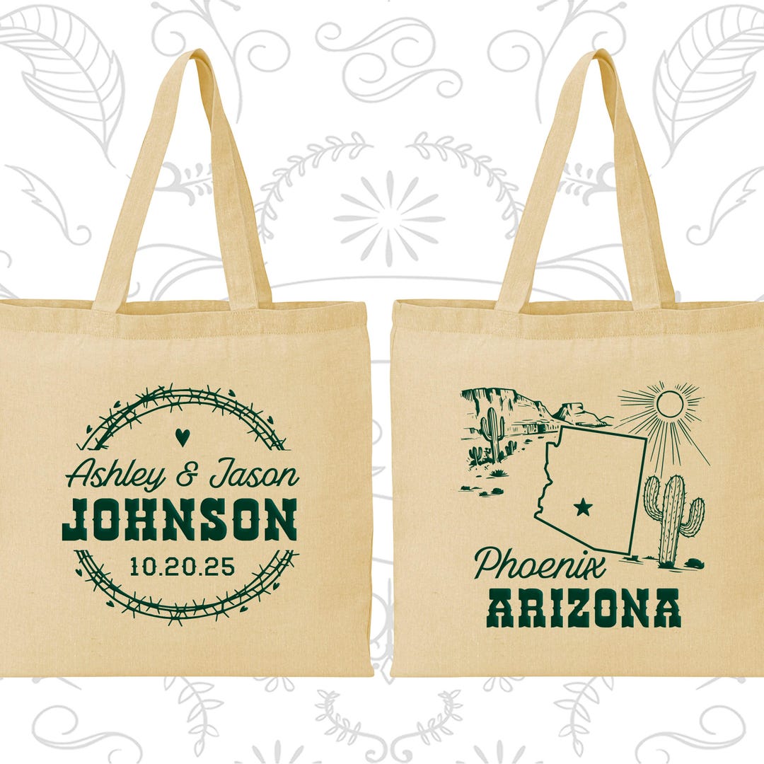 Arizona Wedding, Arizona Tote Bags, Custom Canvas Bags, Destination ...