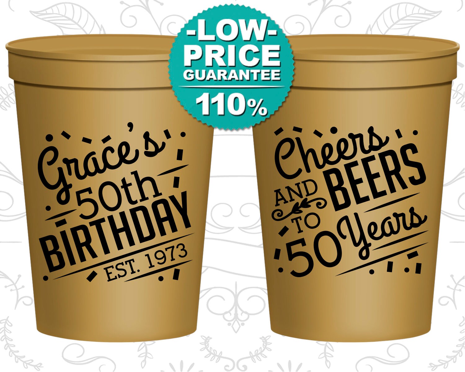 50th Birthday Party Cups Personalized Birthday Cups Custom | Etsy