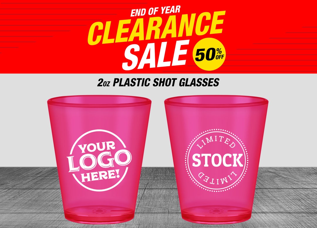 100 Pcs Personalized Plastic Shot Glasses, Translucent Pink 2 Oz ...