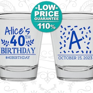 40th Birthday Shot Glasses Personalized Birthday Glasses | Etsy