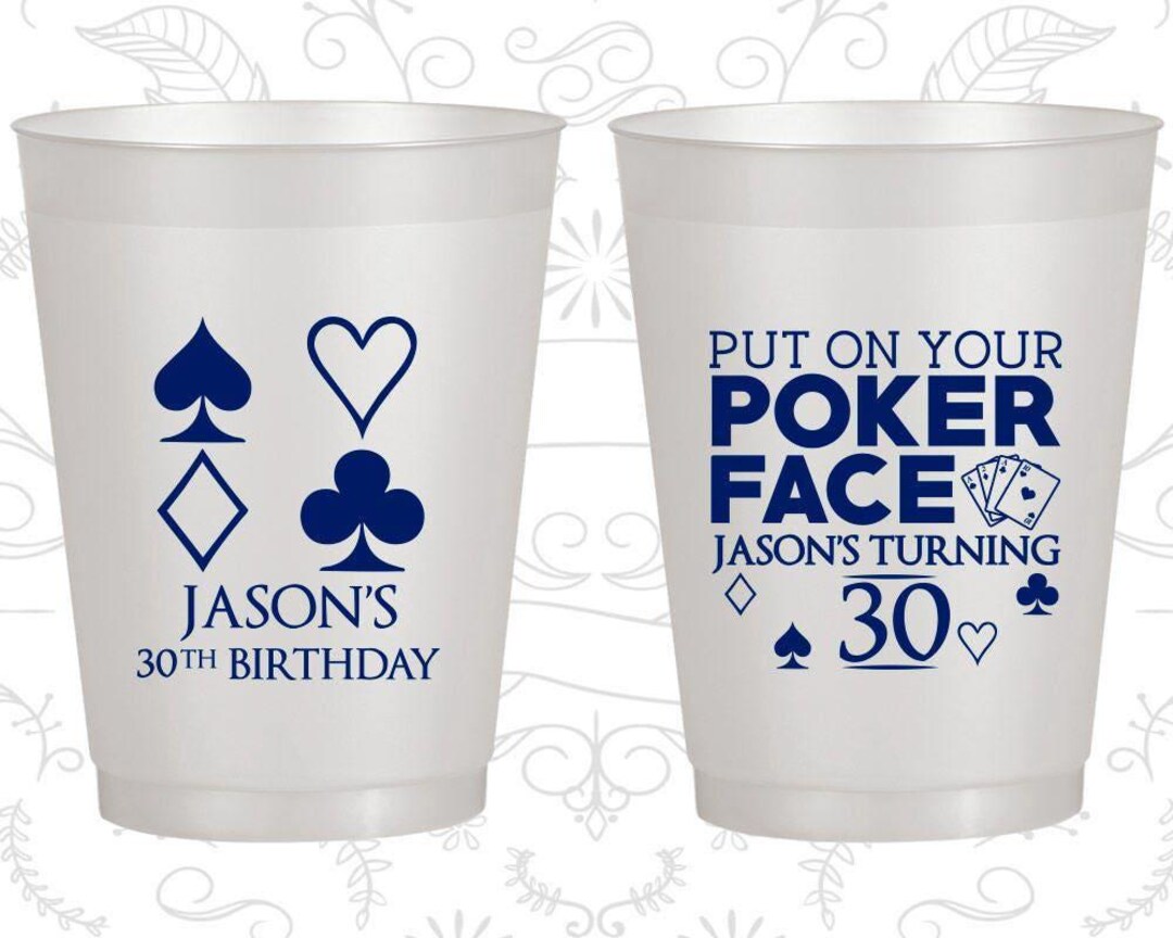 30th Birthday Frosted Cups, Las Vegas Birthday, Poker Birthday, Casino ...