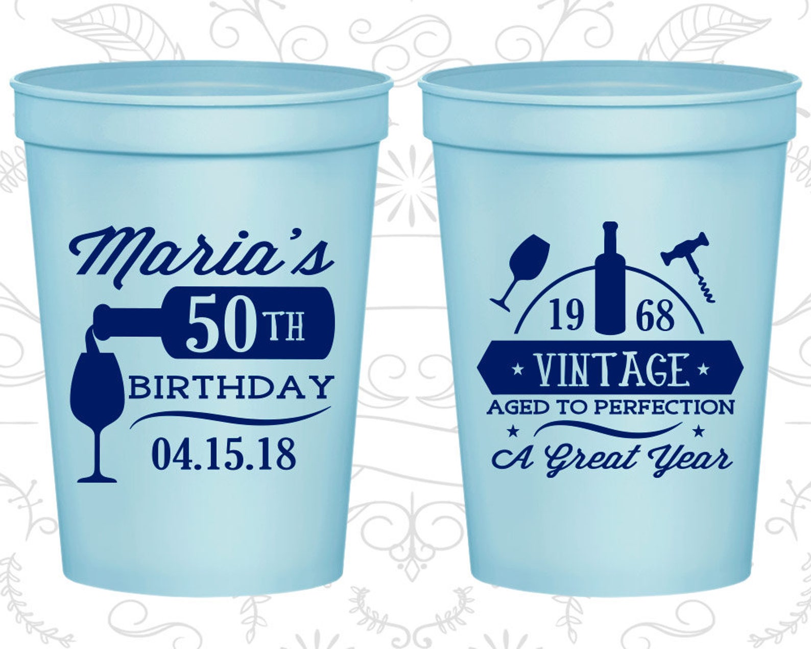 50th Birthday Party Cups Personalized Plastic Party Cups | Etsy