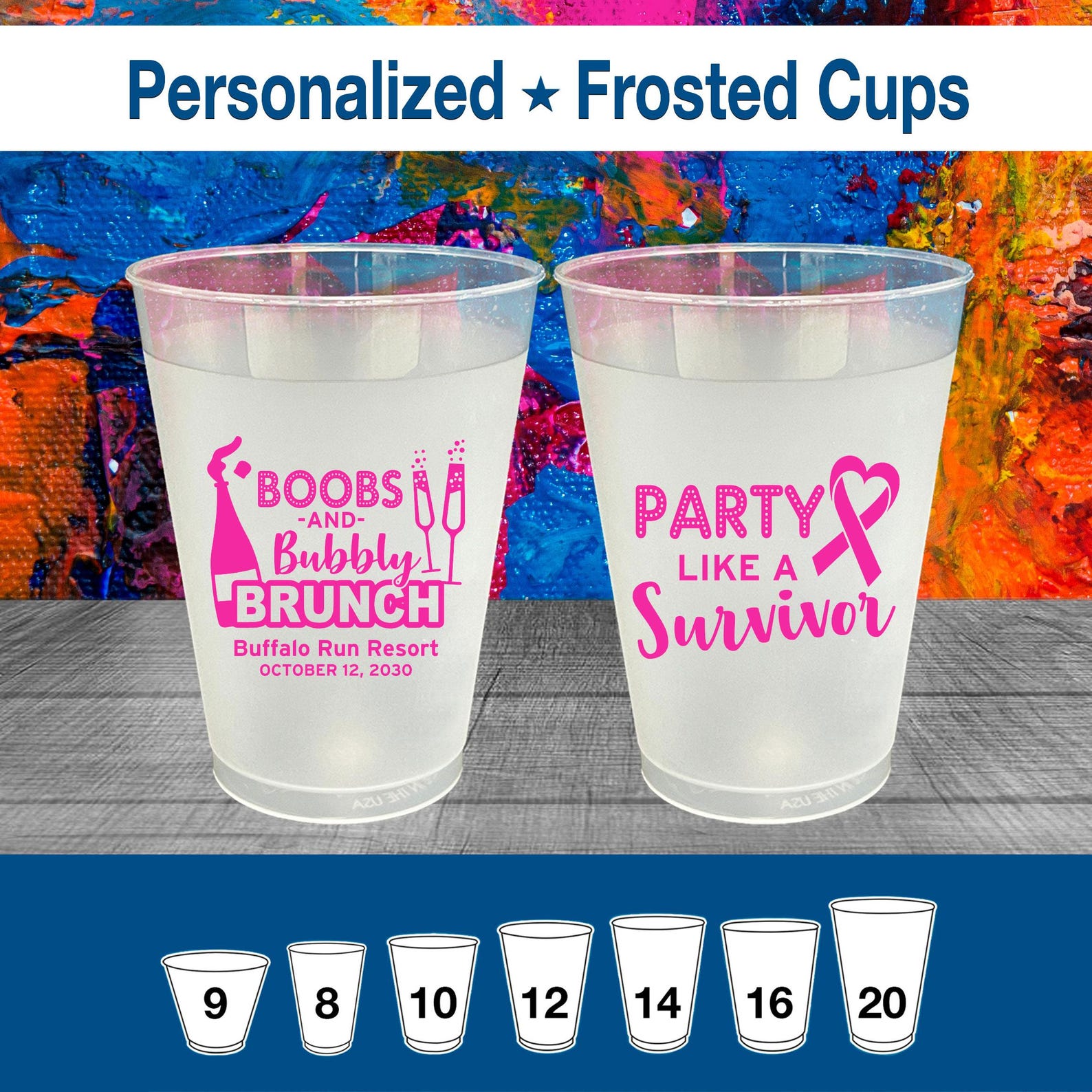 Breast Cancer Frosted Cups, Breast Cancer Awareness Party Favors ...