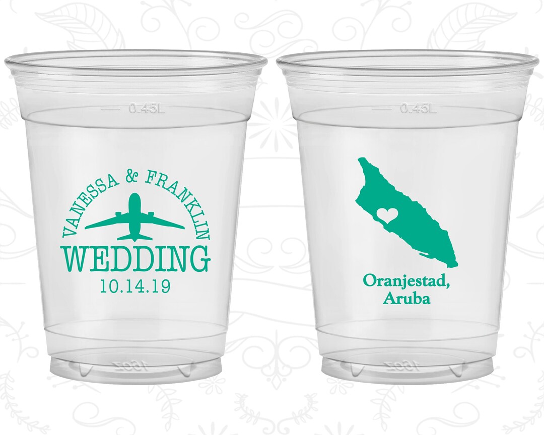 Aruba Wedding, Customized Soft Sided Cups, Destination Wedding, Clear ...