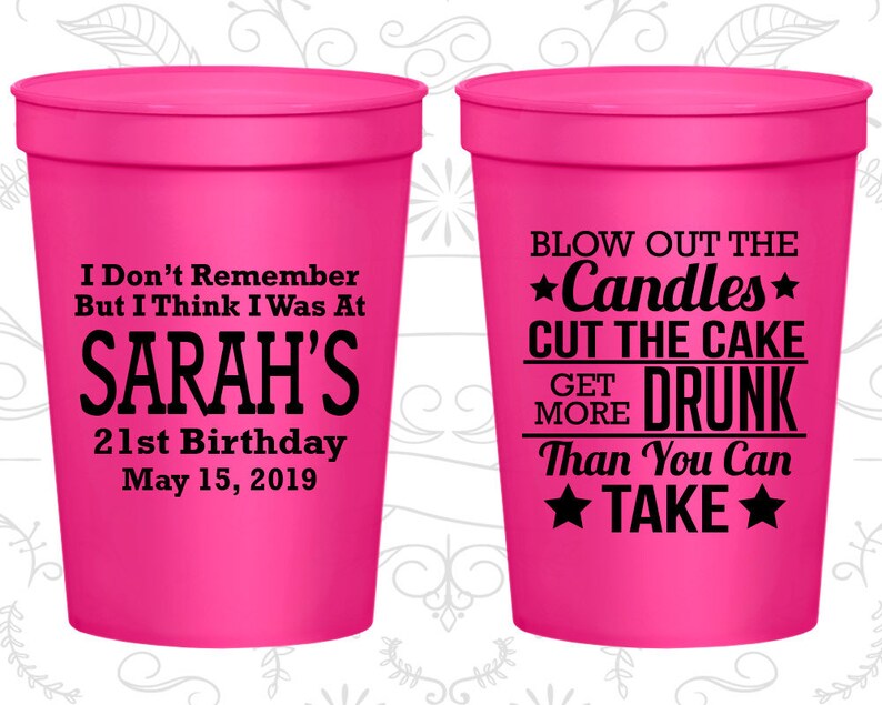 21st Birthday Party Cups Personalized Birthday Cups 21 and | Etsy