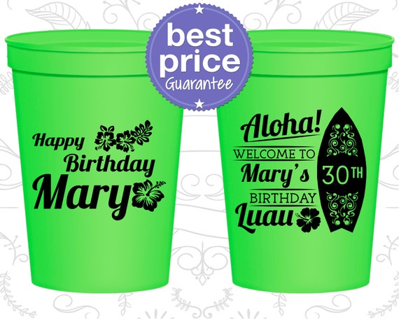 30th Party Favor Cups Luau Birthday Aloha Birthday Party - Etsy