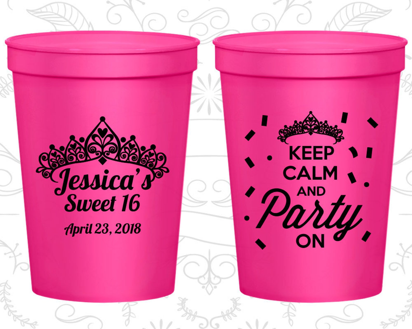 16th Birthday Cups Plastic Birthday Cups Sweet 16 Cups Keep | Etsy