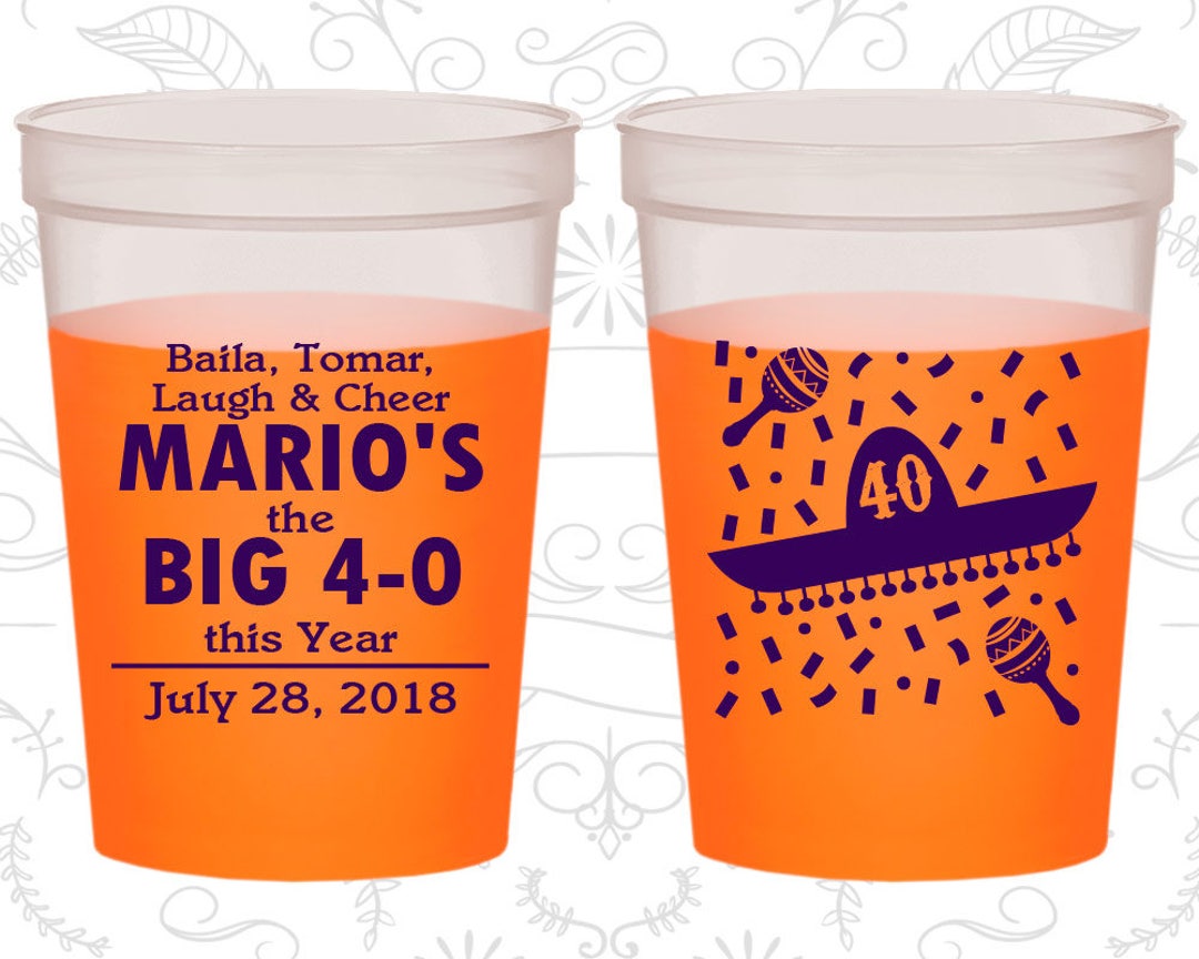 40th Birthday Mood Cups Fiesta Birthday Mexican Birthday - Etsy