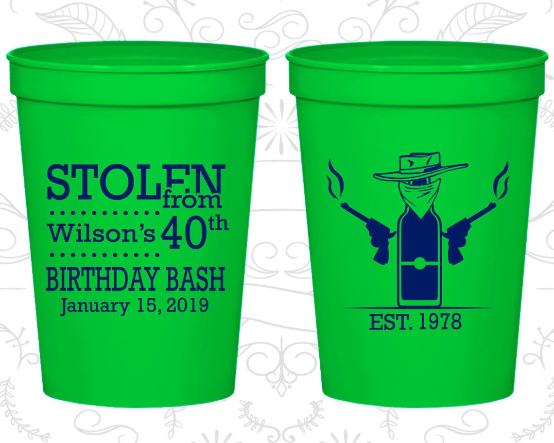 40th Birthday Party Cups Personalized Plastic Birthday Cups - Etsy